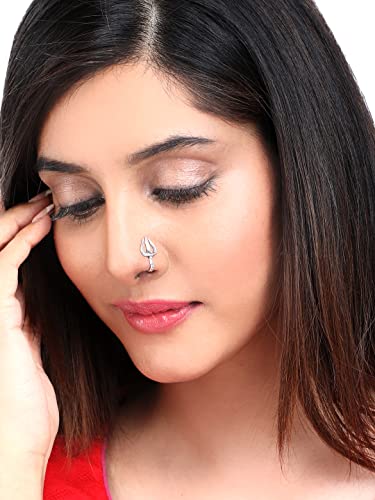 Yellow Chimes Antique Silver Oxidized 8 pcs combo set Ethnic Indian Traditional non-piercing Nose pin Jewelry for Women and Girls