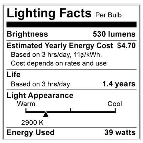 Satco S2232 Medium Bulb in Light Finish, 3.25 inches, UNKNOWN, Clear