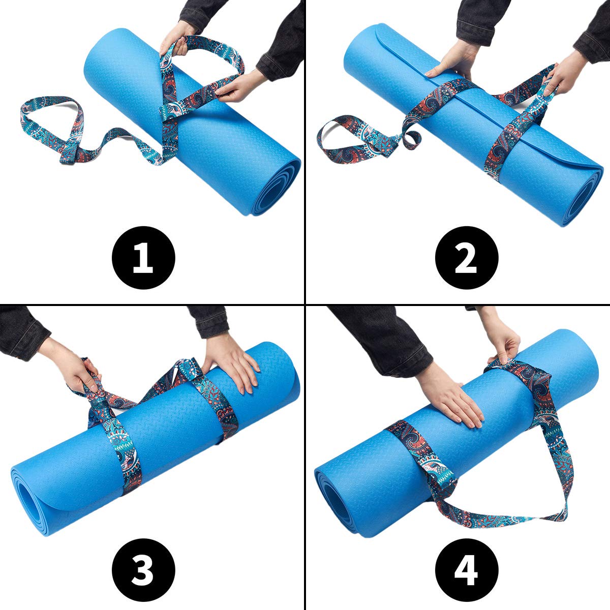 ZOOEASS Yoga Mat Strap, Adjustable Durable Yoga Mat Carrier & Stretching Strap, 8feet, Multiple Color Choices (Color bar,8feet)