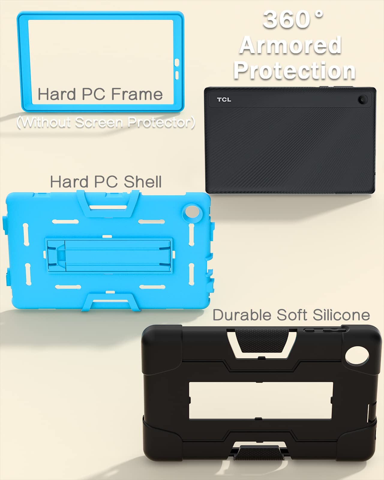 WESOROL Case for TCL Tab 8 LE Case,TCL Tab 8 LE Tablet Case with Kickstand,Rugged Military Grade Shockproof Kids Case for TCL Tab 8LE 9137W / TCL Tab 8 WiFi 9132X