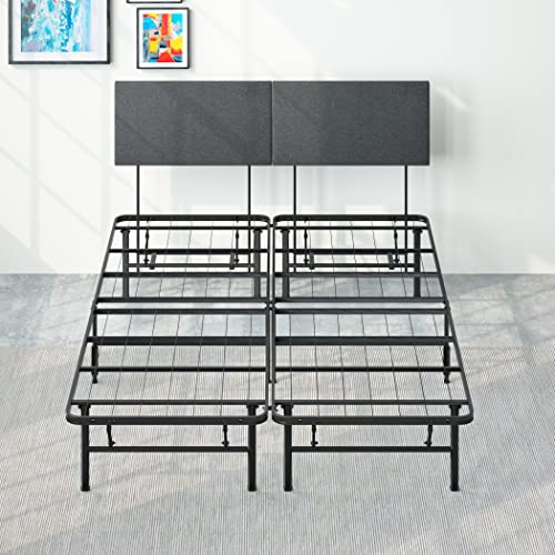 Zinus SmartBase Mattress Foundation with Upholstered Headboard / 42 Inch Metal Platform Bed Frame/No Box Spring Needed/Sturdy Steel Frame/Adjustable Headboard Height, Queen