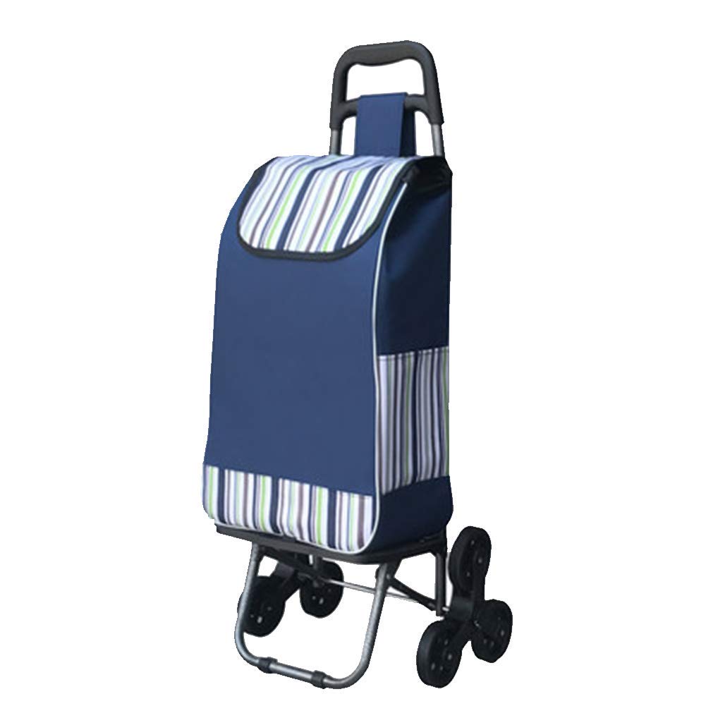 YGCBL Multifunction Portable Hand Trucks,Trolleyshopping Trolley Steel Pipe Foldable Waterproof Oxford Cloth Bearing Rubber Wheel Climb The Stairs, 2 Colors,Blue