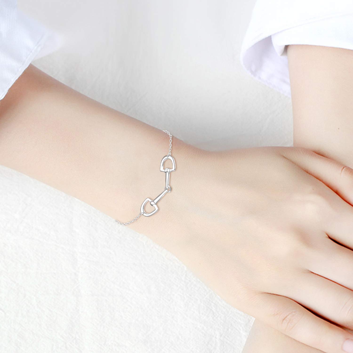 YFN Horse Snaffle Bit Sterling Silver Adjustable Bracelet for Horse Lover Gift for Women