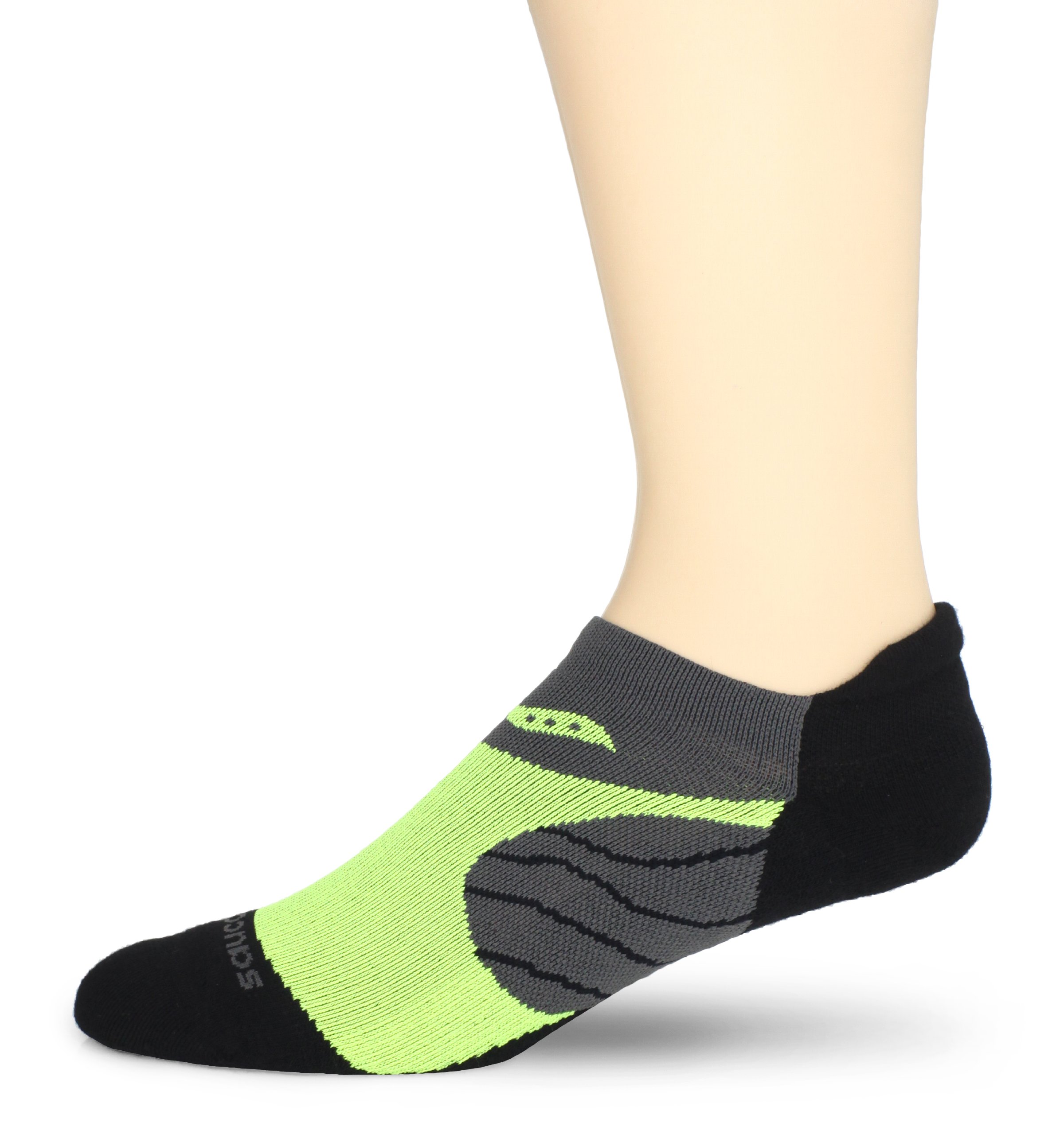 Saucony Men's Kinvara 1 Pair No Show Tab, Black, Sock Size:10-13/Shoe Size: 6-12/9-12 Shoe