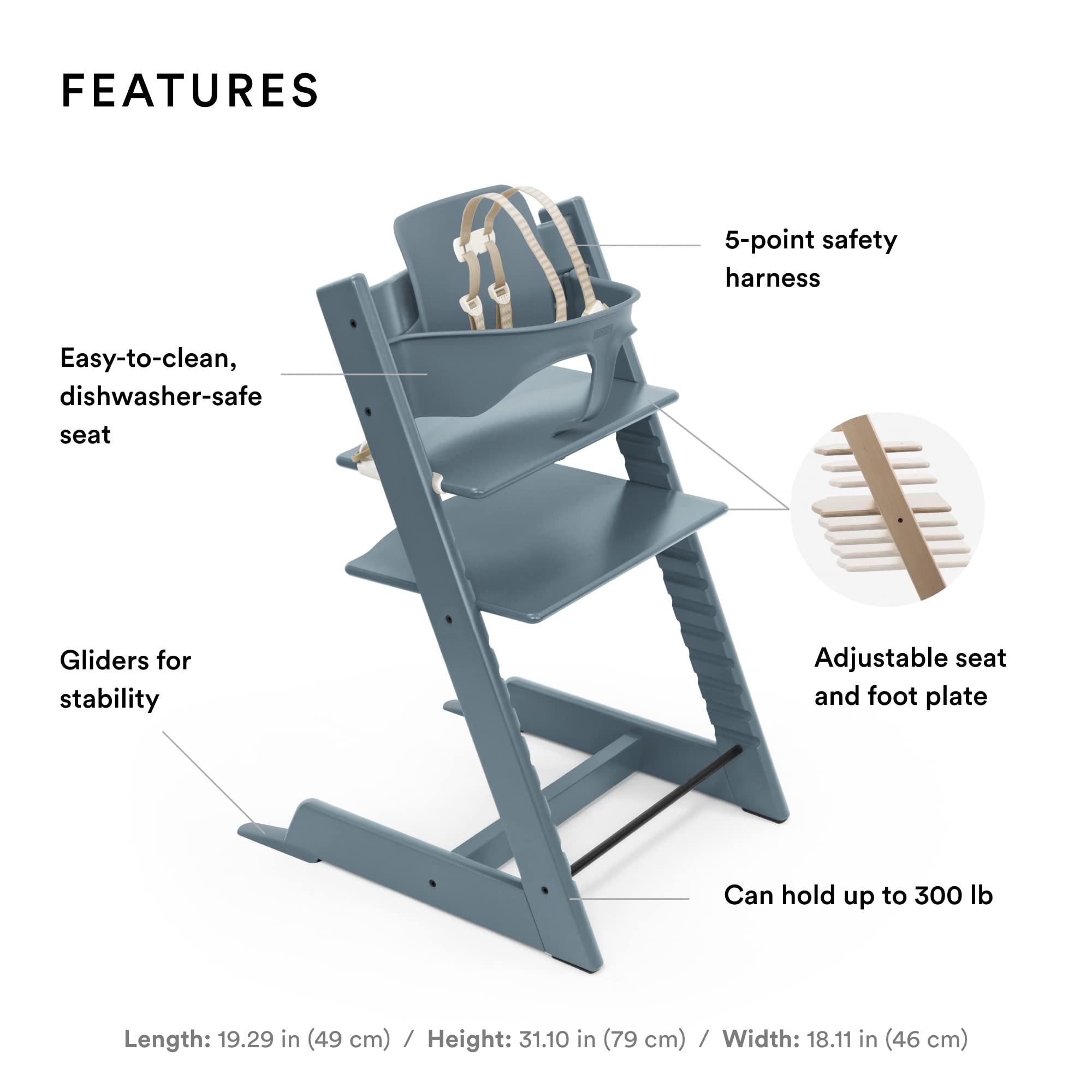 Tripp Trapp by Stokke Adjustable Wooden Moss Green Baby High Chair (Includes Baby Seat with Harness)