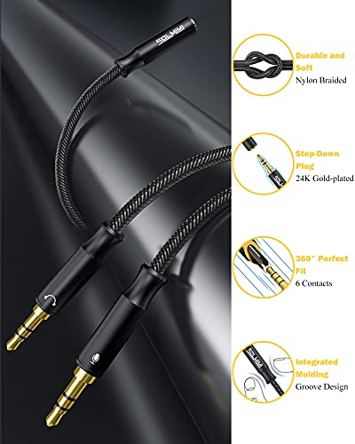 SOLMIMI Headphone Splitter for Computer (1M), 3.5mm TRRS Female to 2X3.5mm TRS Male Microphone Stereo Audio Jack, Compatibel for 4-Ring Headset to PC with Separate Microphone and Headphone Jacks.…