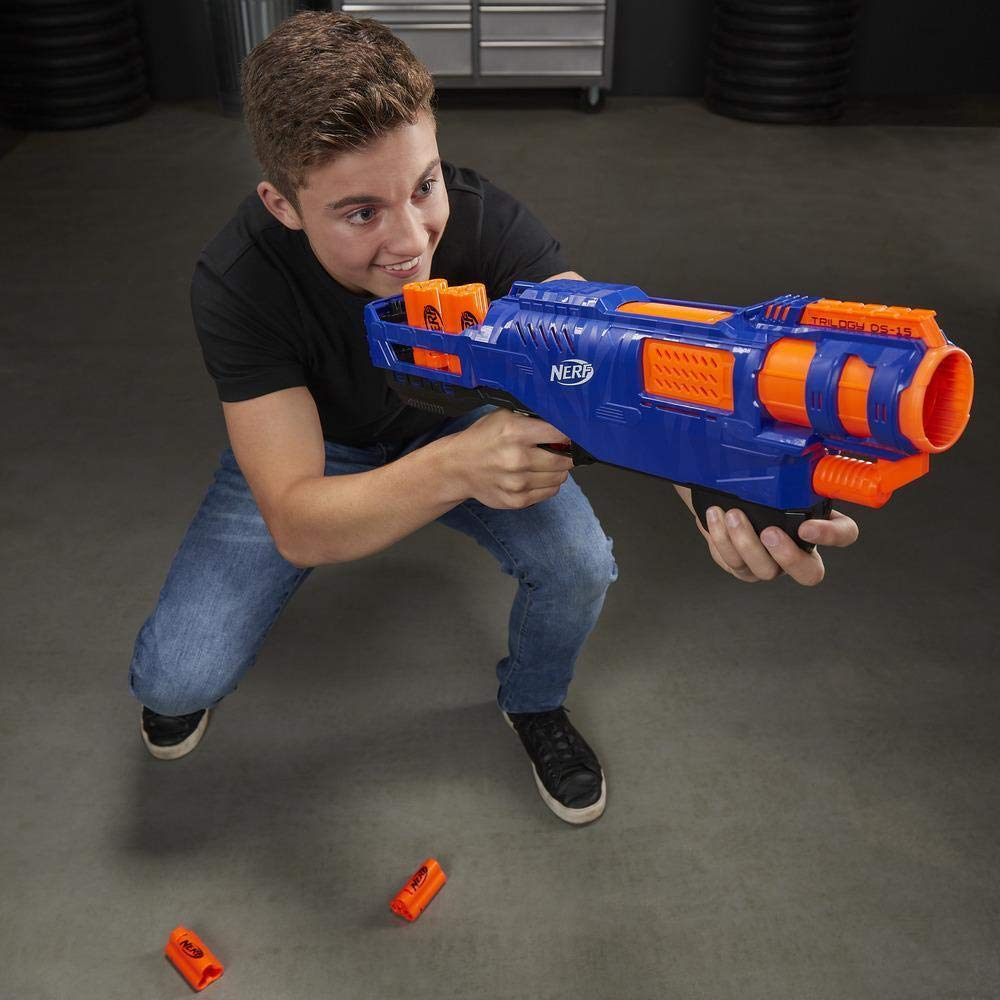 Trilogy DS-15 Nerf N-Strike Elite Toy Blaster with 15 Official Nerf Elite Darts and 5 Shells β for Children, Teens, Adults