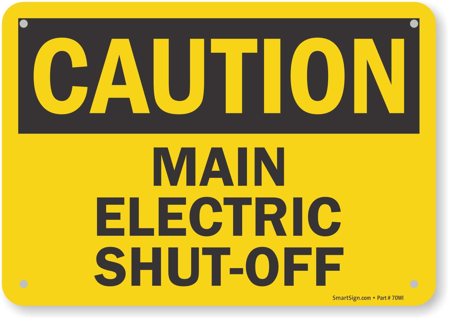 SmartSign 7 x 10 inch âCaution - Main Electric Shut-Offâ OSHA Sign, Digitally Printed, 55 mil HDPE Plastic, Black and Yellow