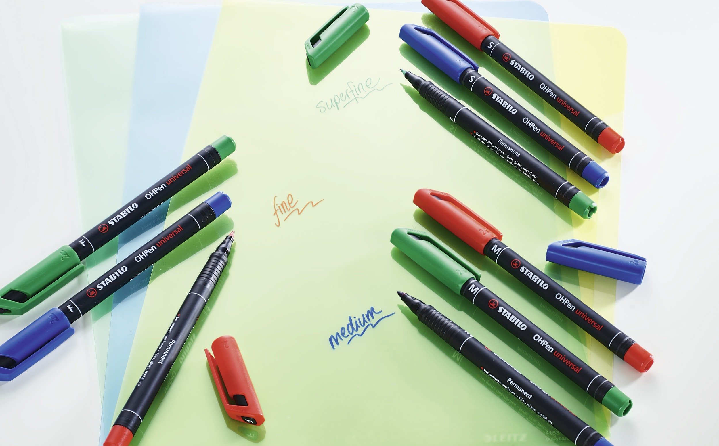 STABILO PERMANENT OHP UNIVERSAL MARKER PENS - WALLET of 8 (ASSORTED COLOURS) - FINE 0.7MM 842/8