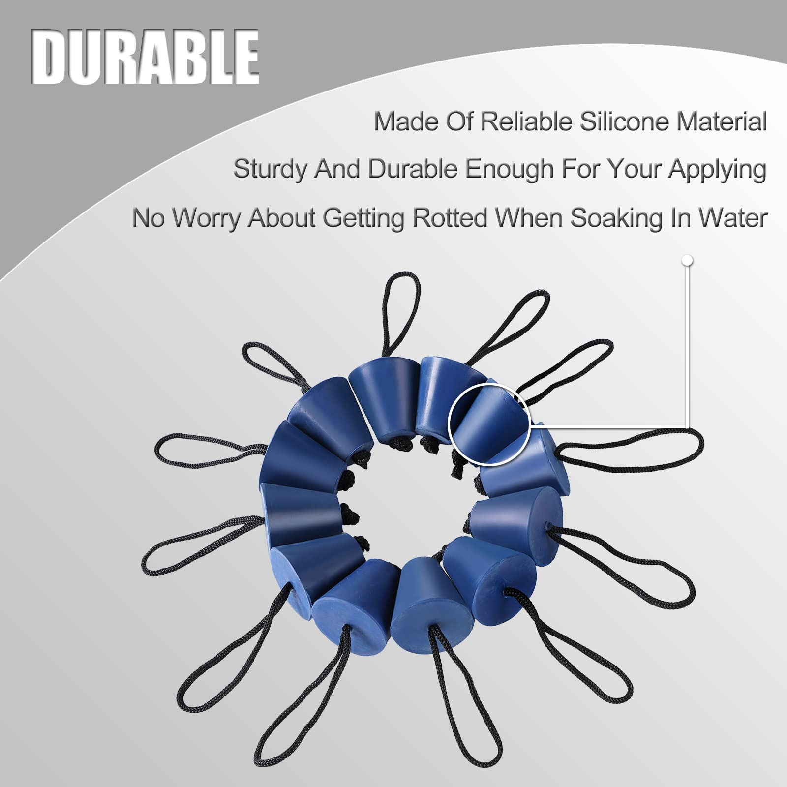 weyleity 12 Pieces Kayak Scupper Plugs Kit Universal Silicone Scupper Plugs for Kayak Drain Holes Stopper Bung with Lanyard Lifetime Kayak Accessories(Blue)