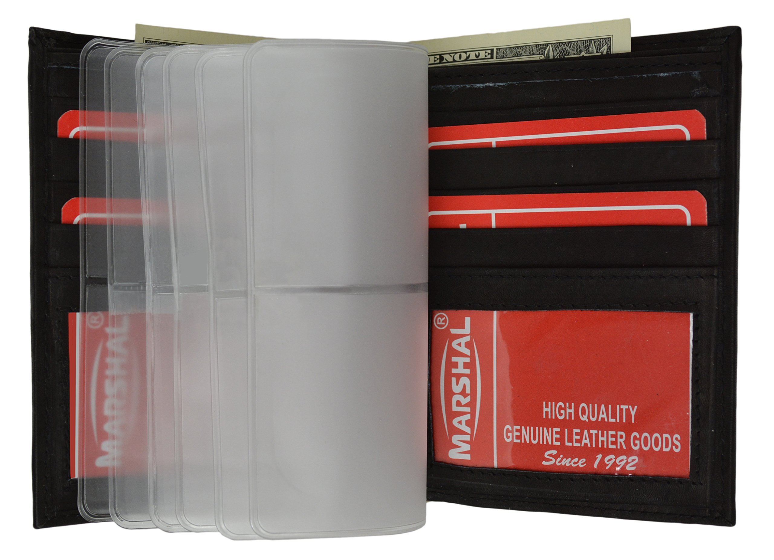 Swiss Marshall Set of 2 Heavy Duty Plastic 6 Page Hipster Wallet Inserts Side Load for Wallets MADE IN USA