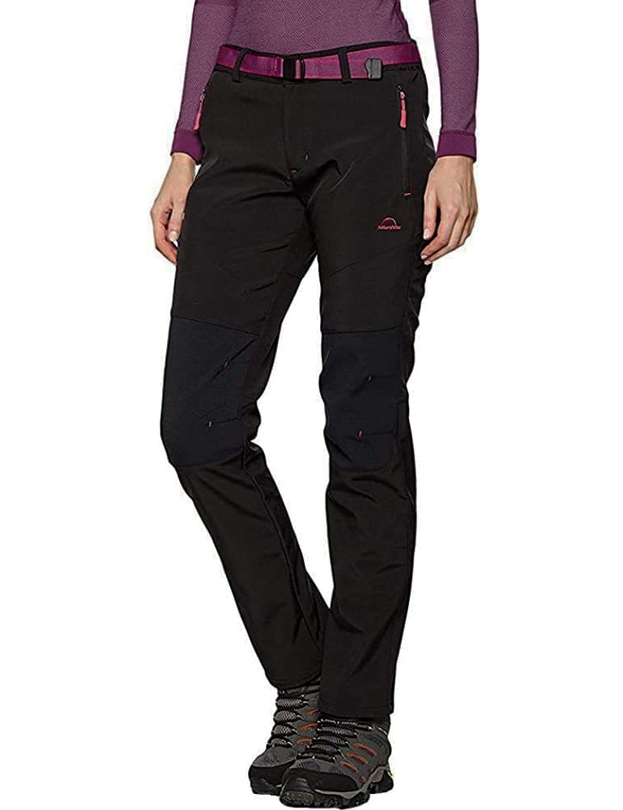 Tofern Waterproof Trousers for Women Fleece Lined Softshell Pants Breathable Snow Pants for Ladies Thermal Windproof Trousers Black