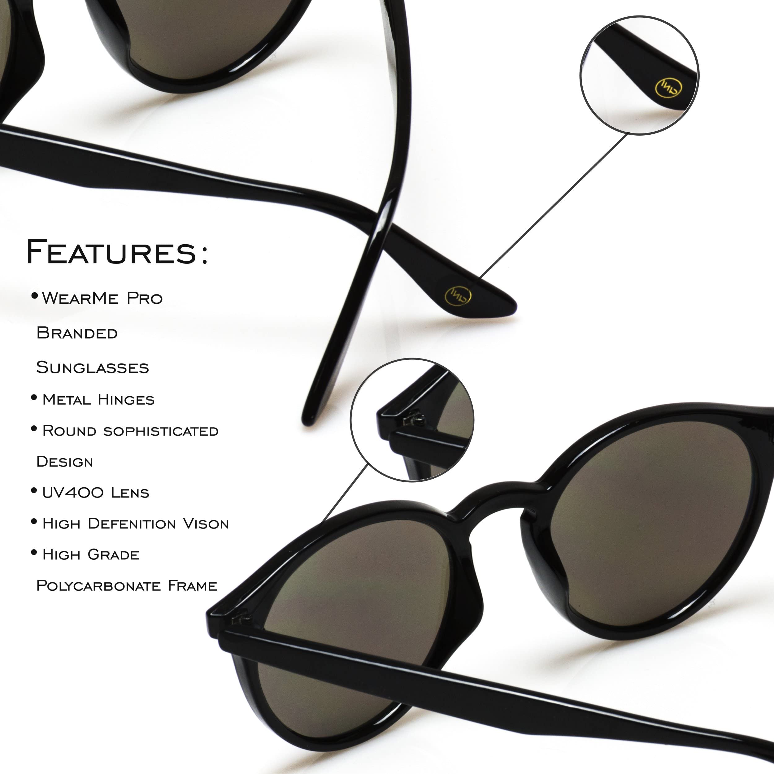 WearMe Pro - Retro Round Sturdy Sunglasses 100% UVA/UVB Lenses for Women Men (Beige Tortoise Frame/Brown Lens, 51)
