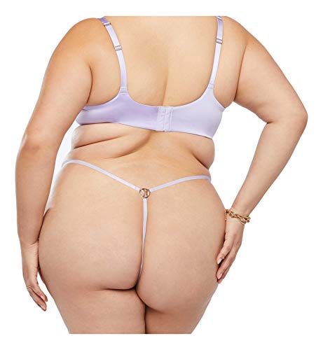Savage X Fenty, Women's, Curvy Savage Not Sorry Lace String Thong, Lavender, 3X