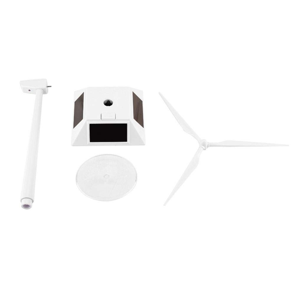 Solar Powered 3D Windmill Assembled Model Craft Kids Children Education Learning Fun Toy Gift ABS Plastics Wind Turbine White for Home Desktop Decor Garden Ornament