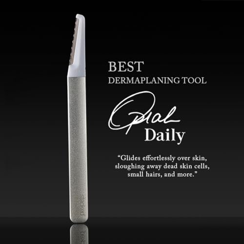 StackedSkincare Dermaplaning Face Exfoliating Tool - Professional-Grade, At-Home, Extra-Sharp Blade to remove Dead Skin and Peach Fuzz - Includes 1 Aluminum Handle and 1 Razor Head (Non-Electric)