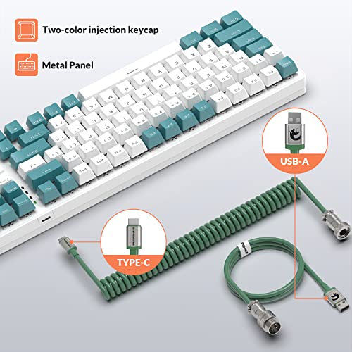 ZIYOULANG K3 Mechanical Gaming Keyboard and Mouse Combin, 98Key Backlit Keyboard and Ultra-Light Honeycomb Shell Mouse, Red Switch Coiled Type-C to USB Cable Wired Keyboard for PC/Mac/Windows