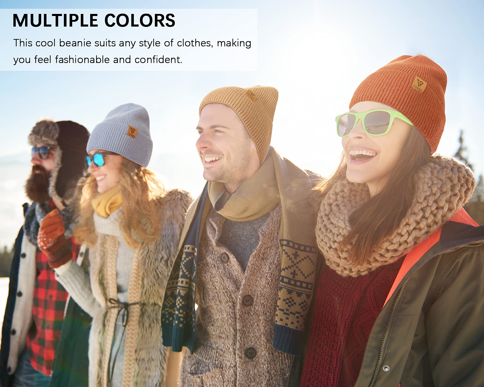 VIPPER Men Beanie Knit Skull Cap Warm Stocking Hat Guys Women Winter Cuff Cuffed Beanie Hats Black