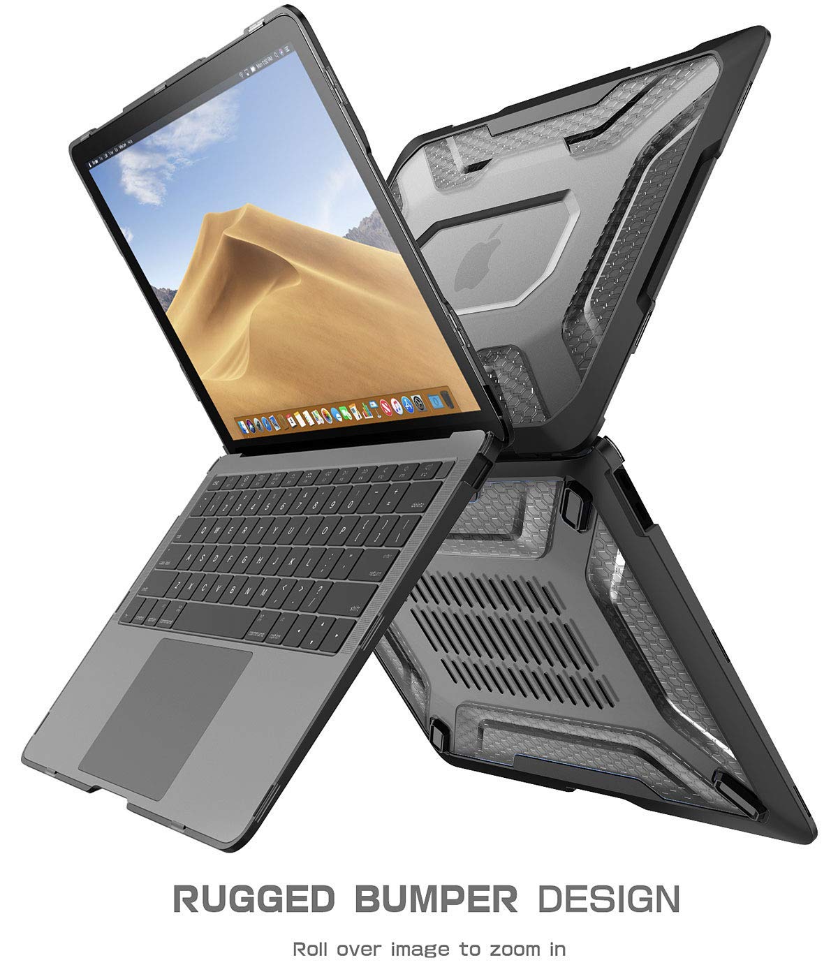 SUPCASE [Unicorn Beetle Series] Case for MacBook Air 13 Inch A1932 / A2179 / A2337 M1, Rubberized TPU Bumper Protective Cover for MacBook Air 13 Inch with Touch ID and Retina Display (Black/Frost)