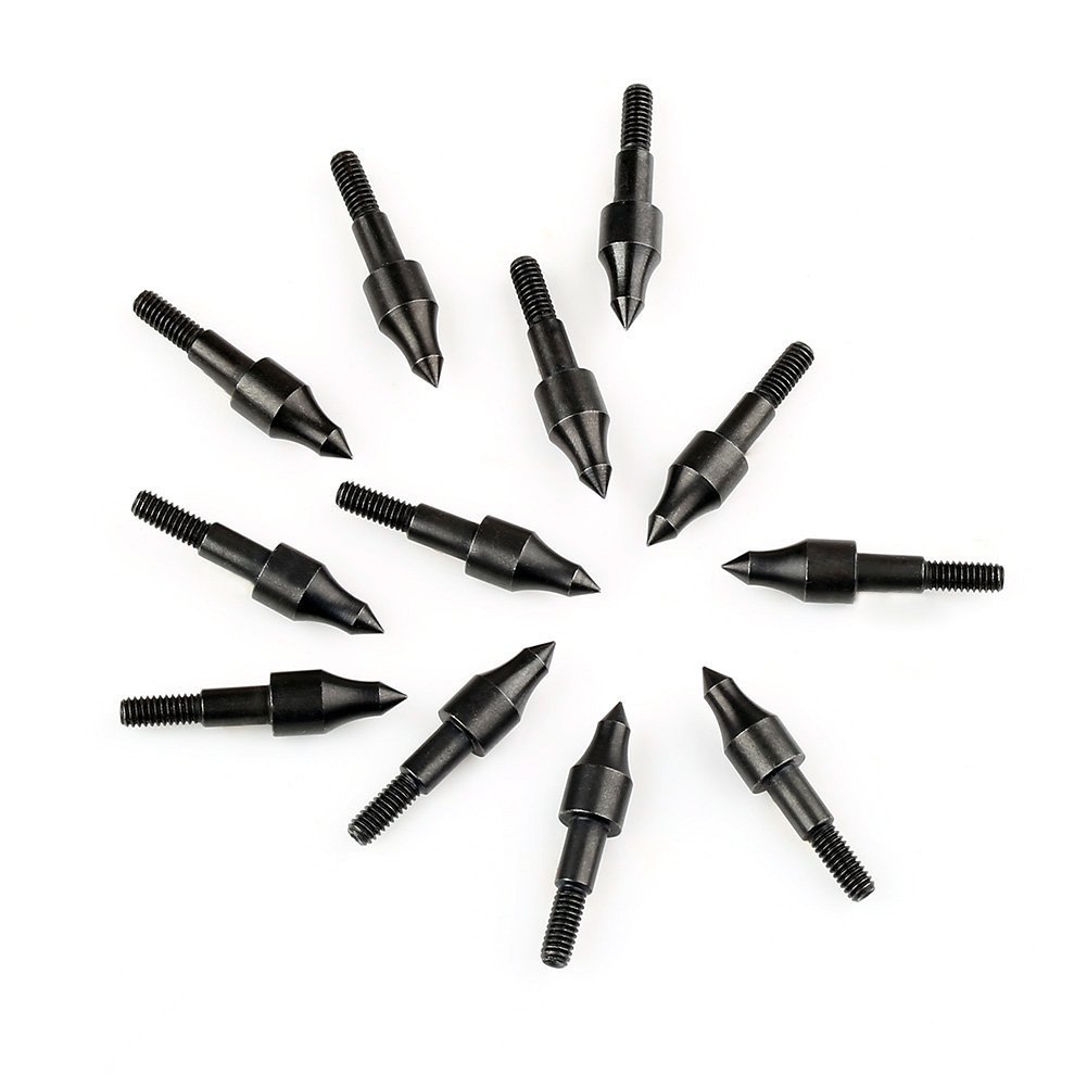 Wanty 12 PCS Screw in Archery Bullet Points for Arrows,Crossbows Practice Points for Crossbow Arrows,100 Grain Each (Black)