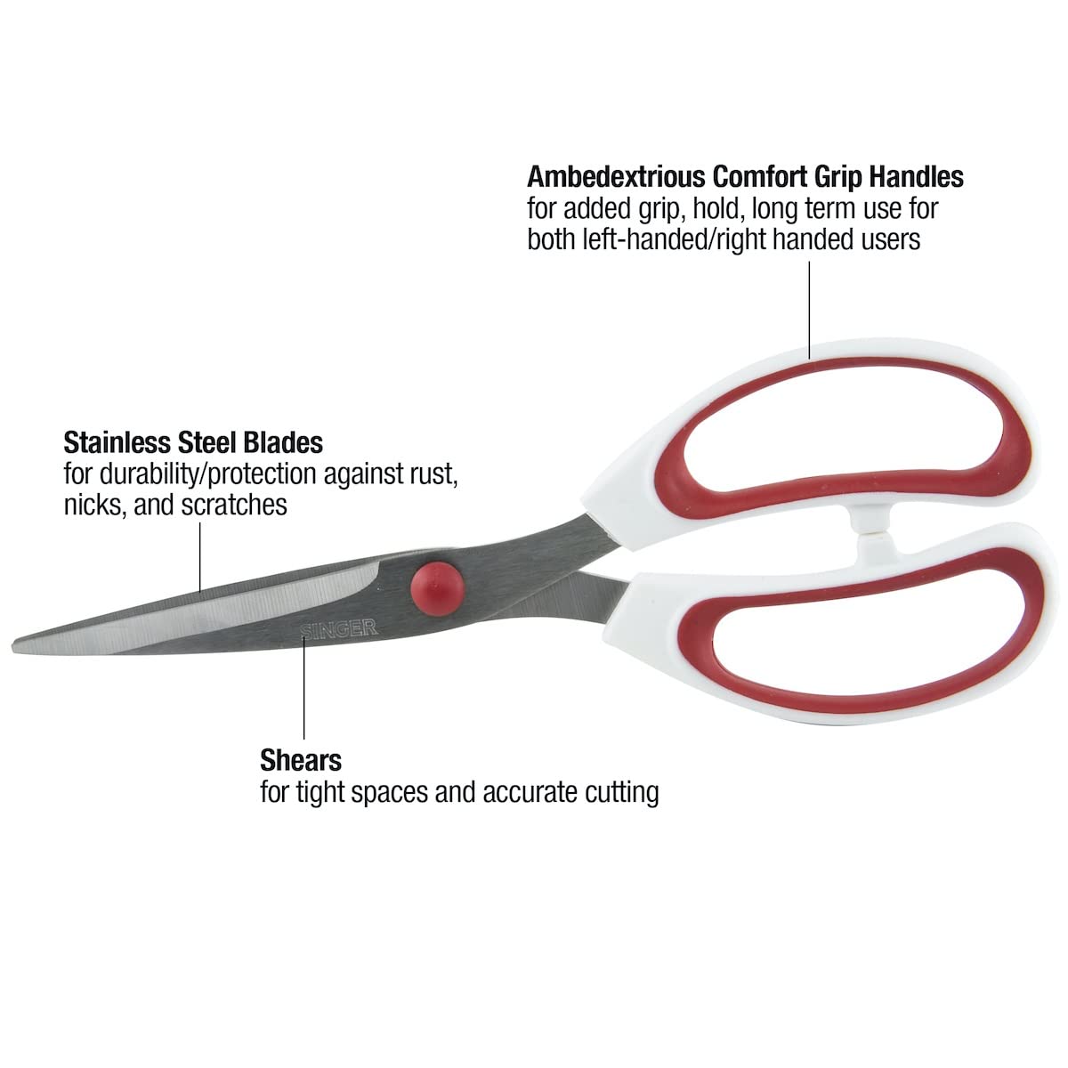 SINGER 00450 8-Inch All Purpose Scissor with Comfort Grip, ,