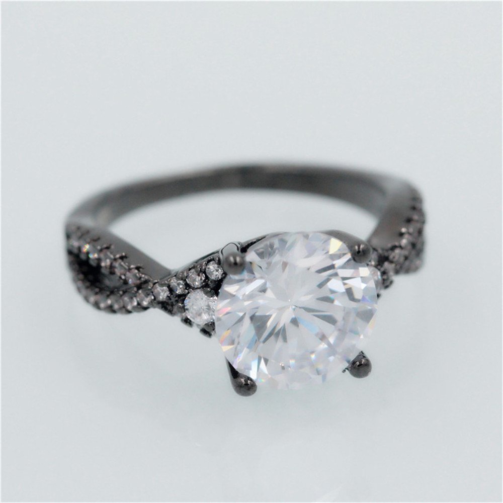 Uloveido Fashion Black Mystic Created Diamond Engagement Wedding Eangagement Promise Stackable Rings Set for Her Anniversary Size 8 Y171