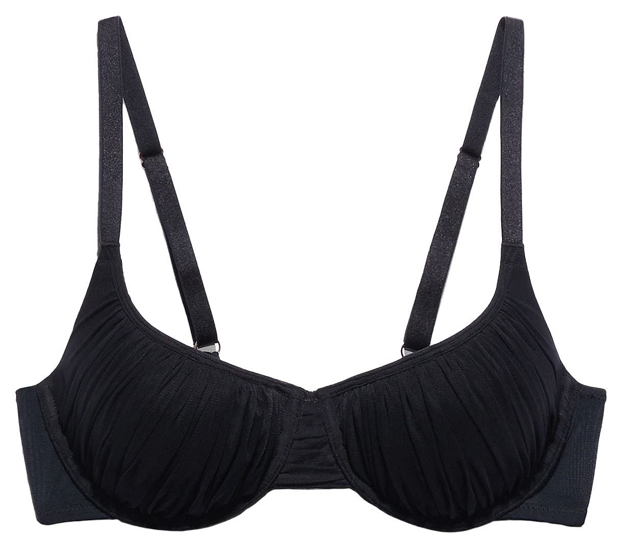 Savage X Fenty, Women's, Gathered Mesh Balconette Bra, Caviar, 38DDD