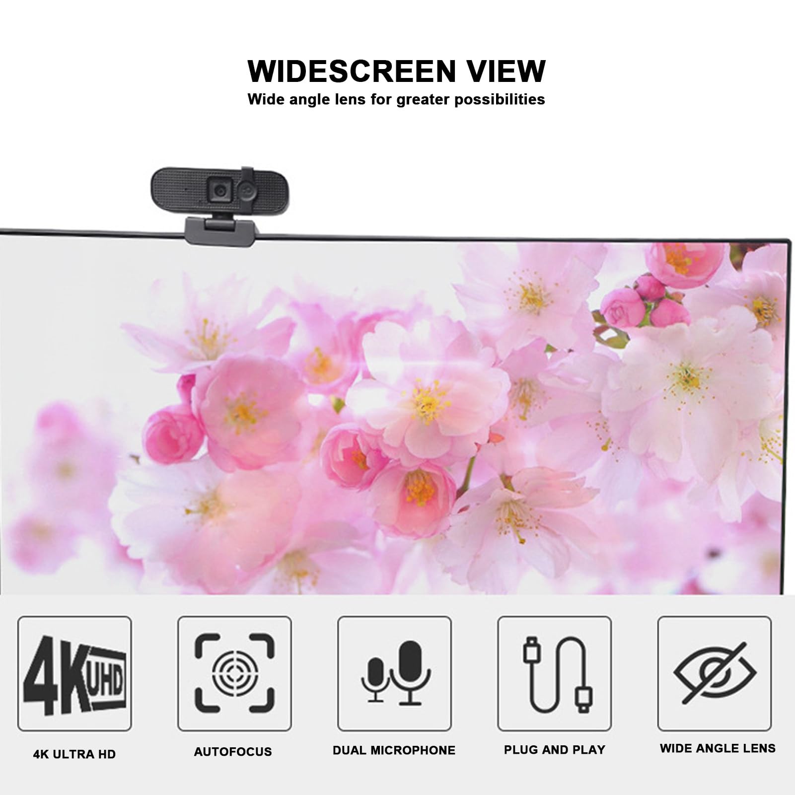 Sanpyl 4K USB Computer Web Camera with Autofocus for Gaming Video Recording, Plug and Play Webcam