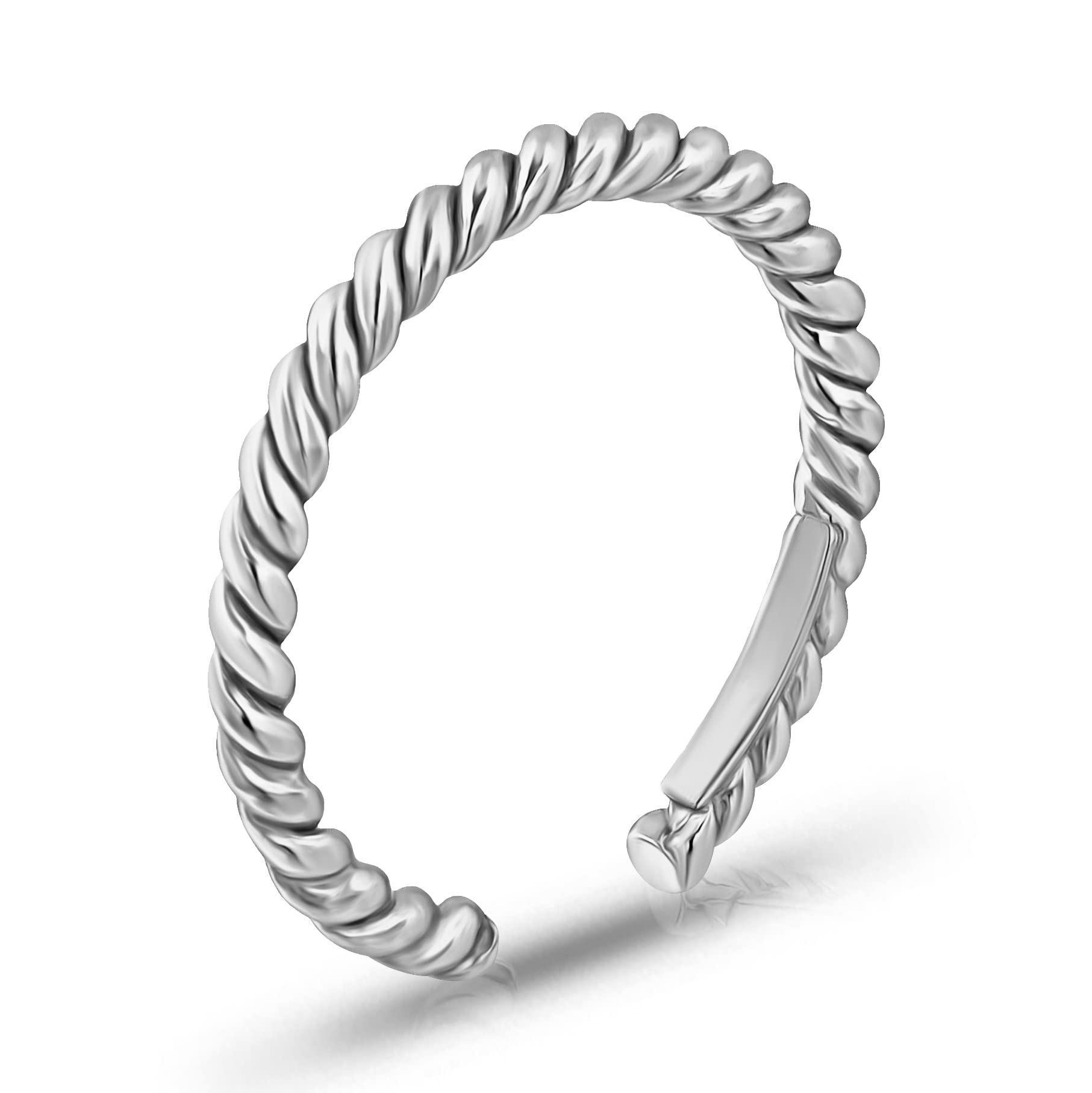 SEA OF ICE Toe Rings for Women Sterling Silver Twisted Rope Open Band Adjustable Jewelry