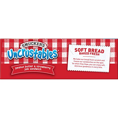 Smucker's Uncrustables Frozen Peanut Butter & Strawberry Jam Sandwiches, 4 Count, Thaw & Eat