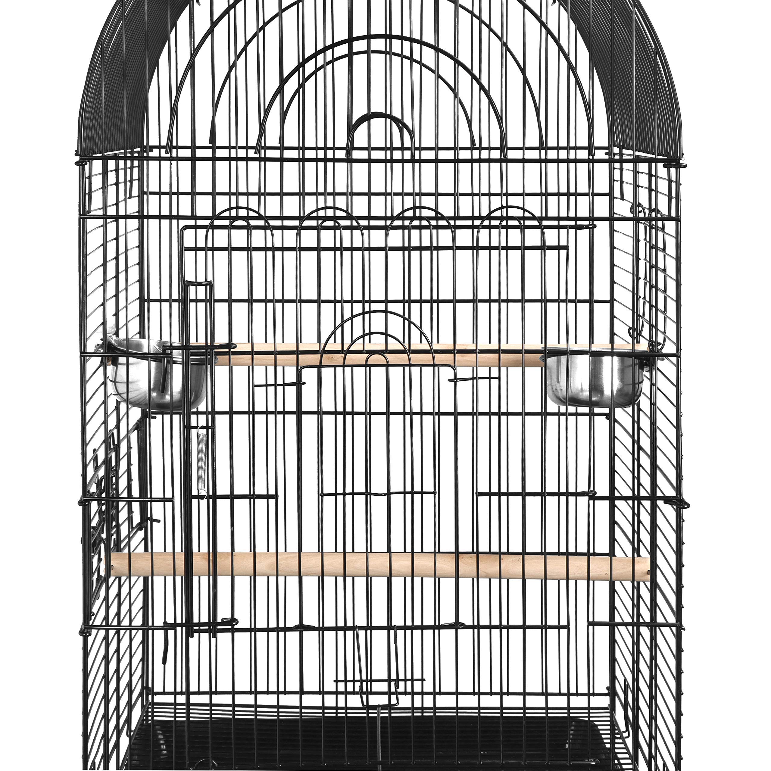 SUPER DEAL 63.5'' Rolling Bird Cage Large Wrought Iron Cage for Cockatiel Sun Conure Parakeet Finch Budgie Lovebird Canary Medium Pet House with Rolling Stand & Storage Shelf