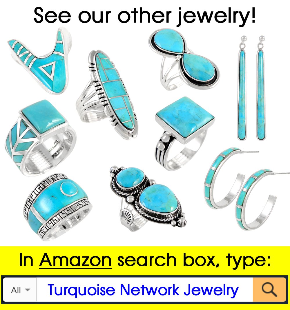 Turquoise Ring Sterling Silver 925 Genuine Gemstones Size 6 to 11 (Turquoise, 9)