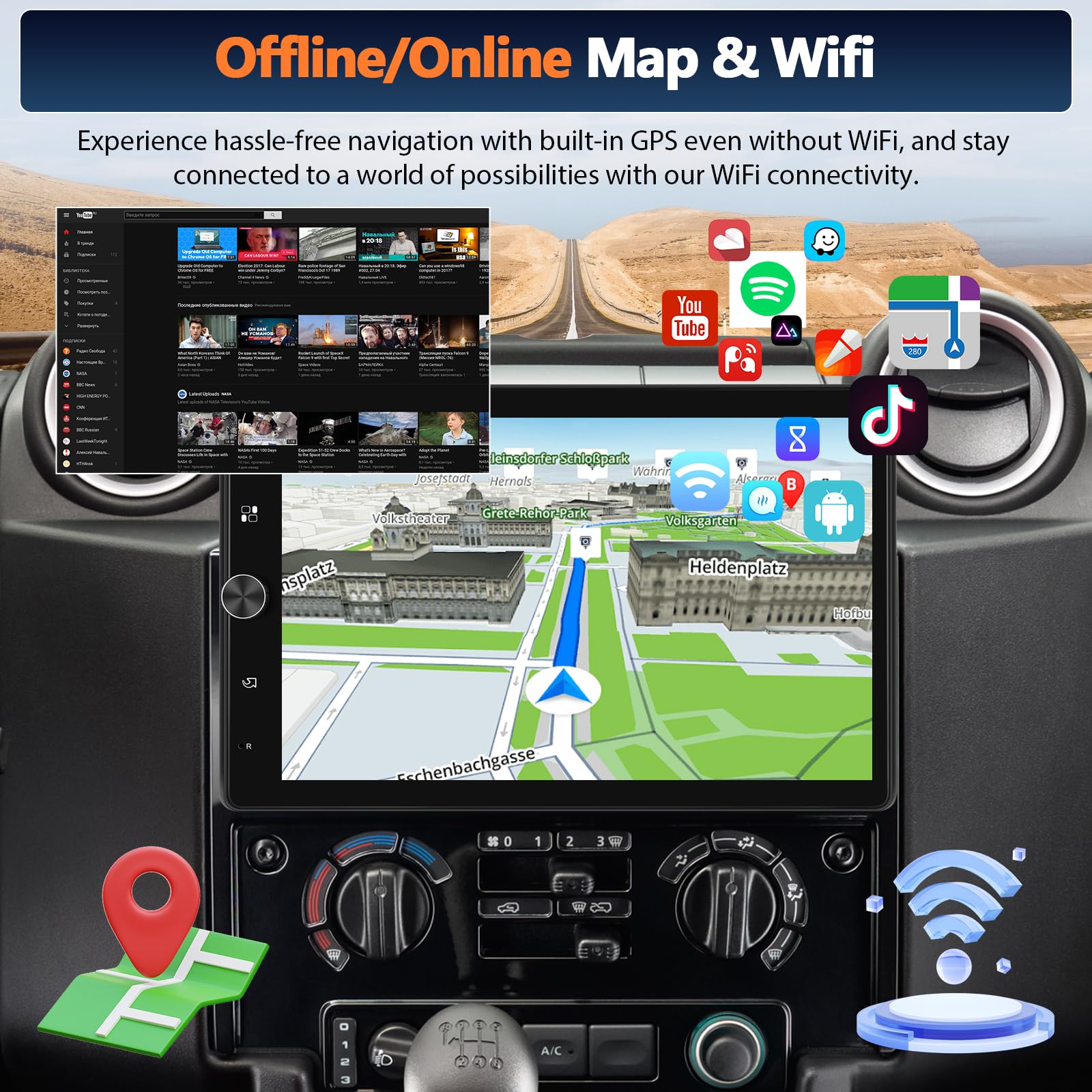 Single Din Apple Carplay Car Stereo with Android Auto, 10.4β Rotatable Vertical Touchscreen Bluetooth Car Radio with Mirror Link | Voice Control | FM Radio | 16-band EQ | USB | TF | AUX+Backup Camera