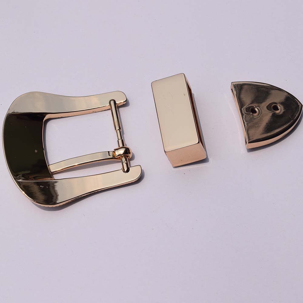 ToSSme 1.5" Wide Engraved Belt Buckles Pale gold Inlaid Ruby Belt Buckle Set