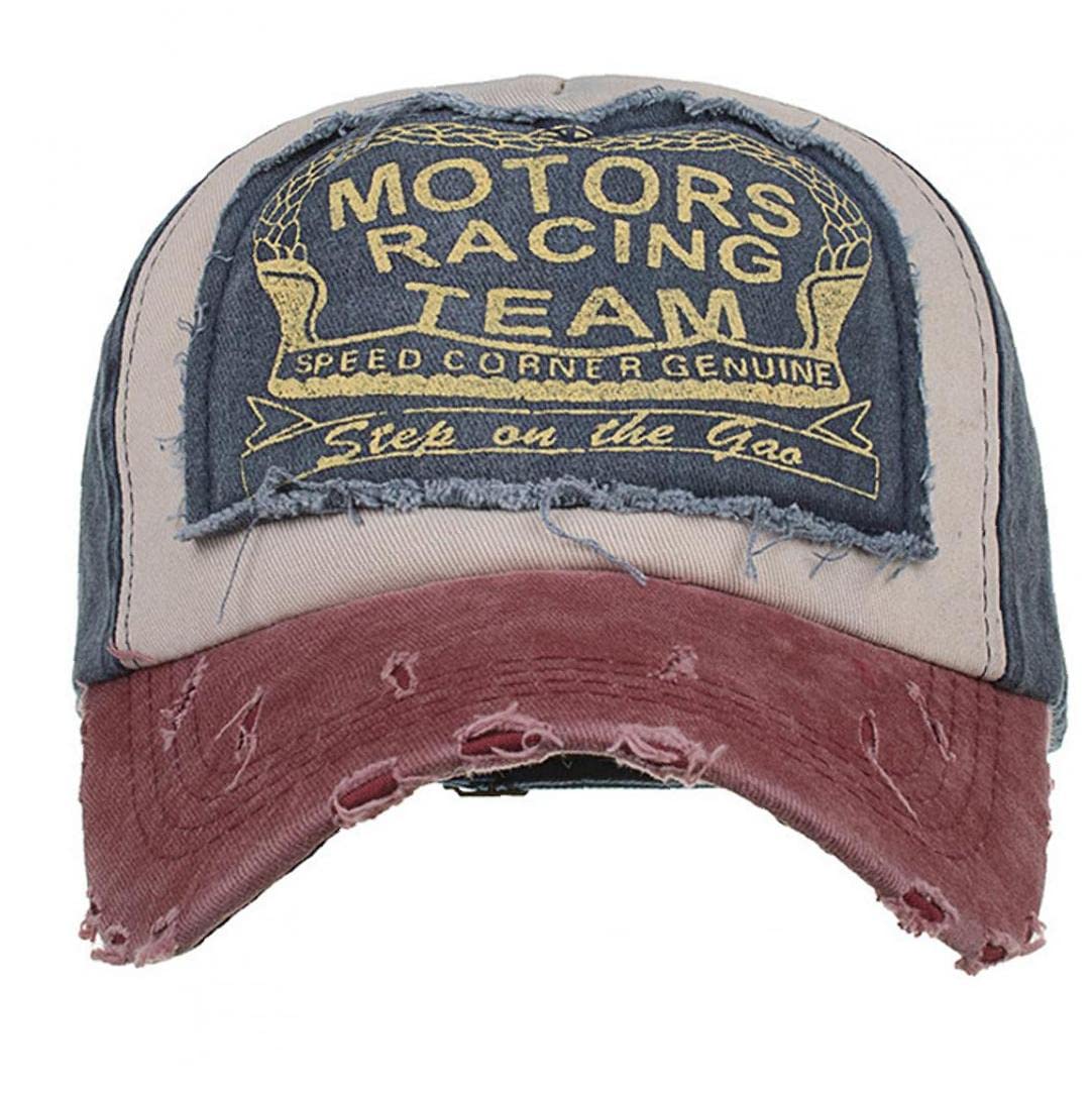 Xunfee Unisex Distressed Baseball Cap Denim Hip Hop Motor Racing Hats Vintage Trucker Casual Hat for Women Men