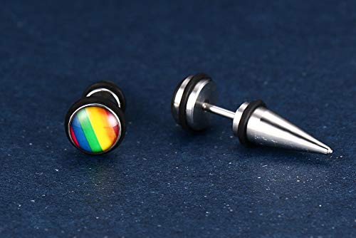 VNOX 4 Pairs Gay Lesbian Pride Rainbow Ear Round Hoop Stud Earring for Gay & Lesbian Pride,Styel 1