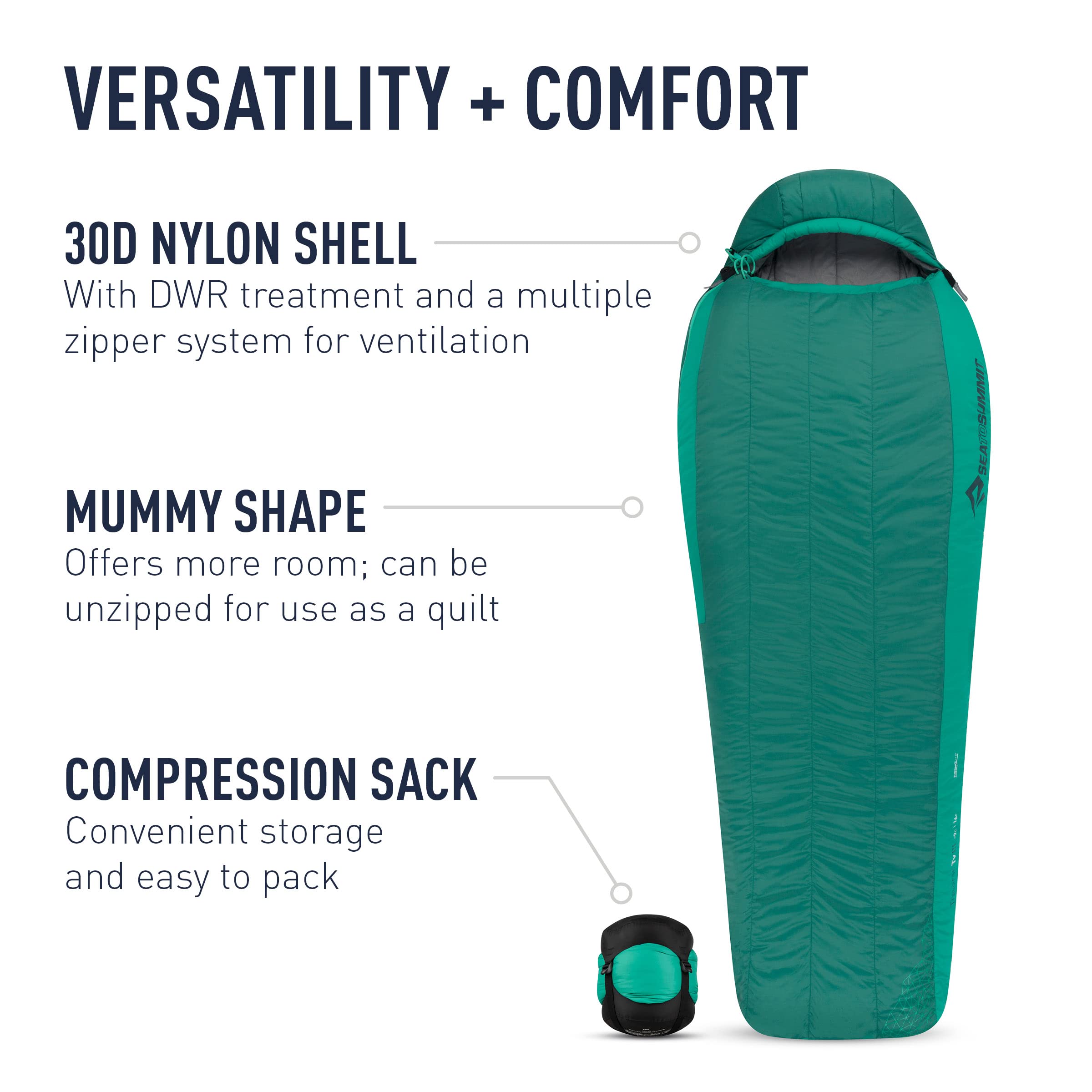 Sea to Summit Traverse Synthetic Sleeping Bag, 15-Degree, Long