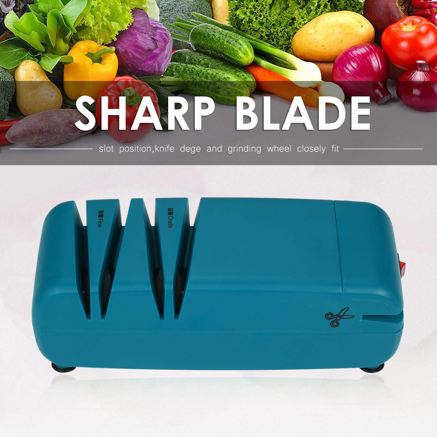 VISLONE Professional Electric Knife Sharpener for Straight Serrated Knives and Kitchen Shears with 3 Stage Diamond Sharpening Wheel for Sharp Durable Edges