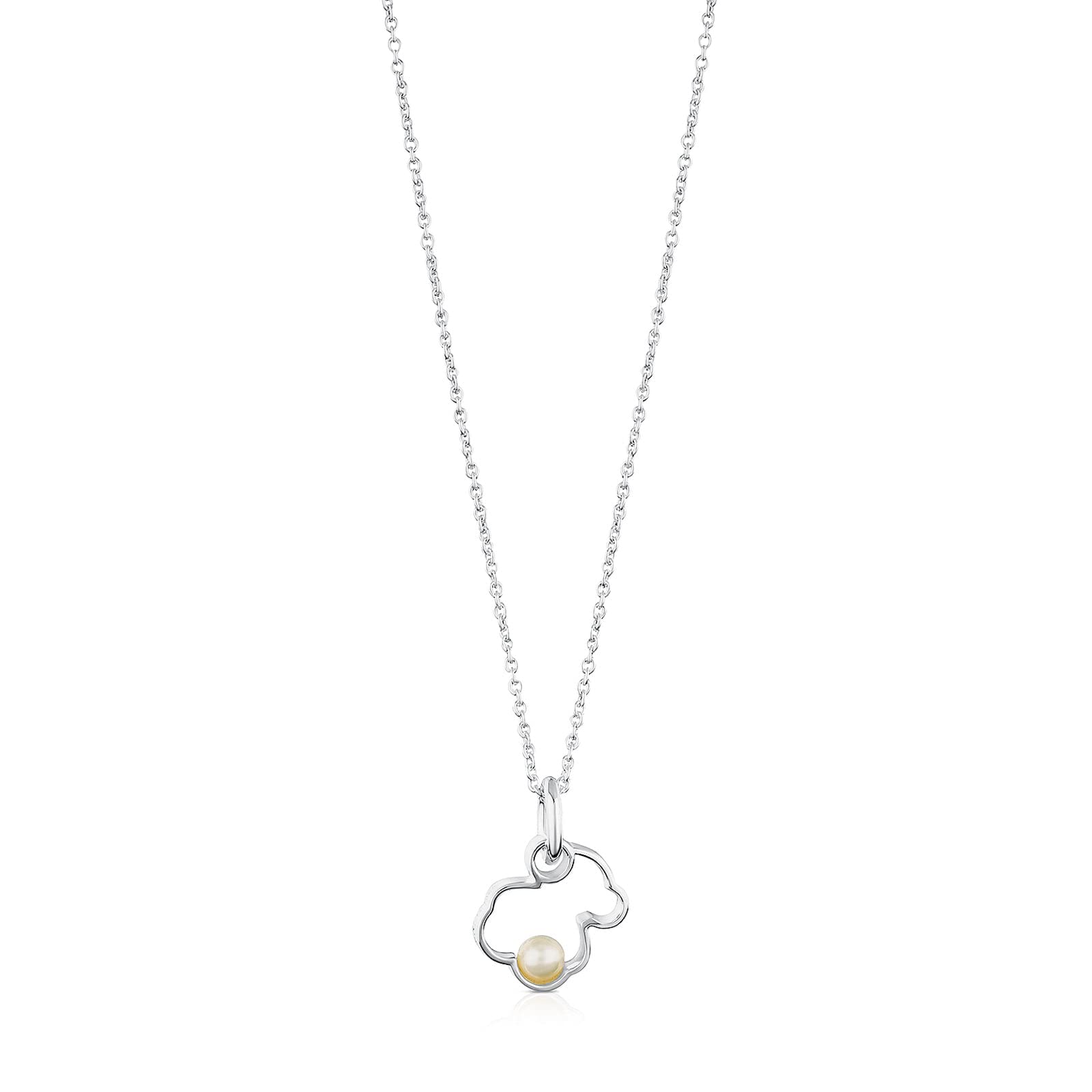 TOUS Silver Silueta Necklace with Pearl