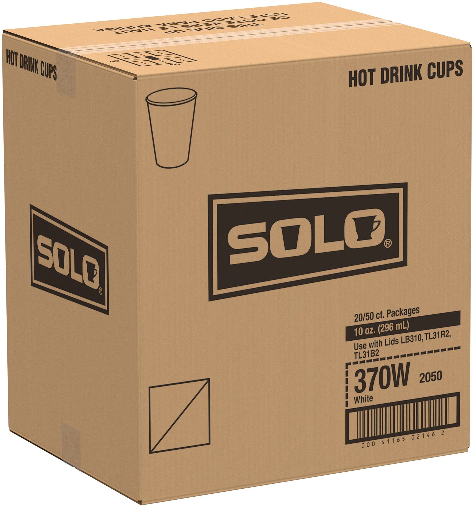 Solo 370W-2050 10 oz White SSP Paper Hot Cup (Case of 1000)