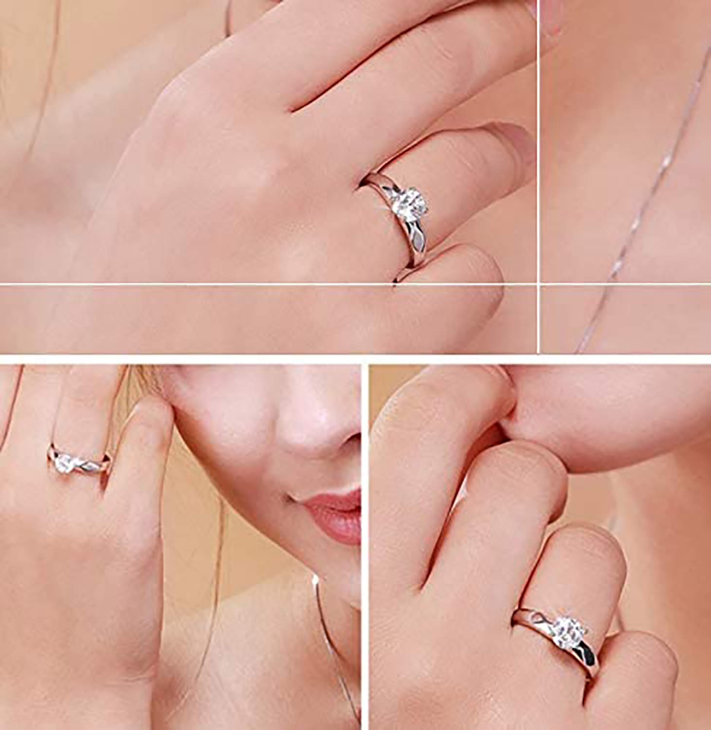Sunamy Fashion Couple Rings for Him and Her Set,Adjustable S925 Silver CZ, Matching Promise Ring Engagement Ring Wedding Ring Anniversary Ring