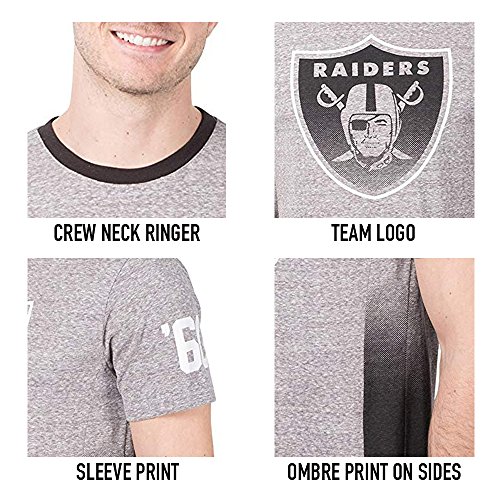 Ultra Game NFL Philadelphia Eagles Mens Vintage Ringer Short Sleeve Tee Shirt, Gray, X-Large