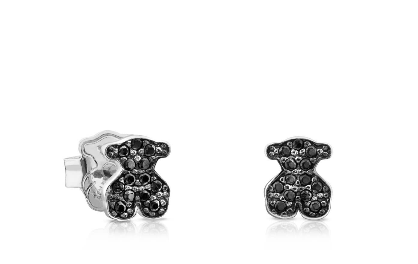 TOUS Sterling Silver Earrings for Women with Spinels & Bear Motif, Size: 0.75 cm. Motif Collection