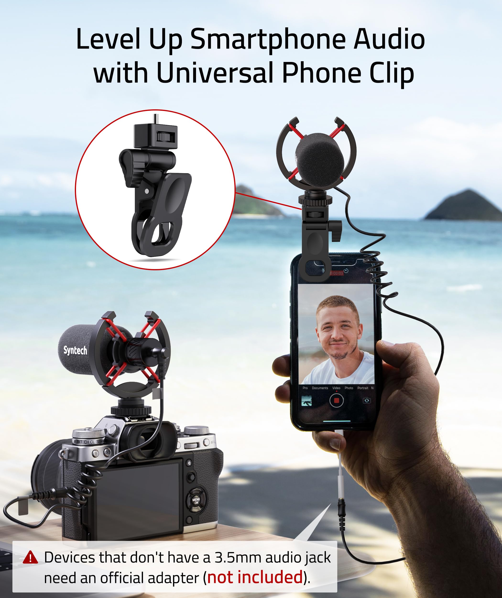Syntech 2-in-1 Video Microphone for Creators Recording, Camera Microphone with Shock Mount and Windshields Compatible with DSLR Camera, iPhone, Android, Camcorder, Shotgun Mic for Vlog