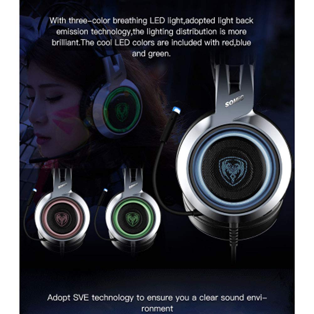 YYZLG Head-Mounted Gaming Headset to Eat Chicken Headset Light USB Plug Interface, Professional Gaming Headset