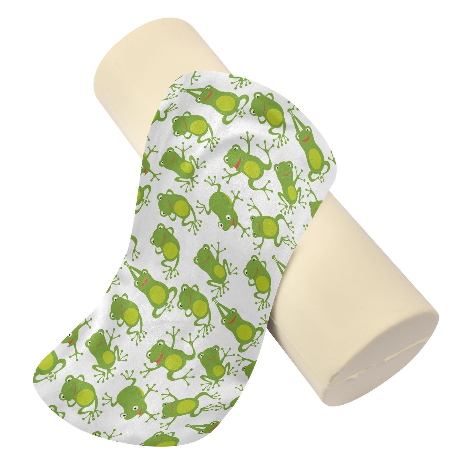 Vnurnrn Frog Neck Support Pillow Round Neck Roll Bolster Cylinder Pillow Cervical Pillows Shoulder Pillow for Leg Knee Back Head Support for Bedroom Camp Work Women Men