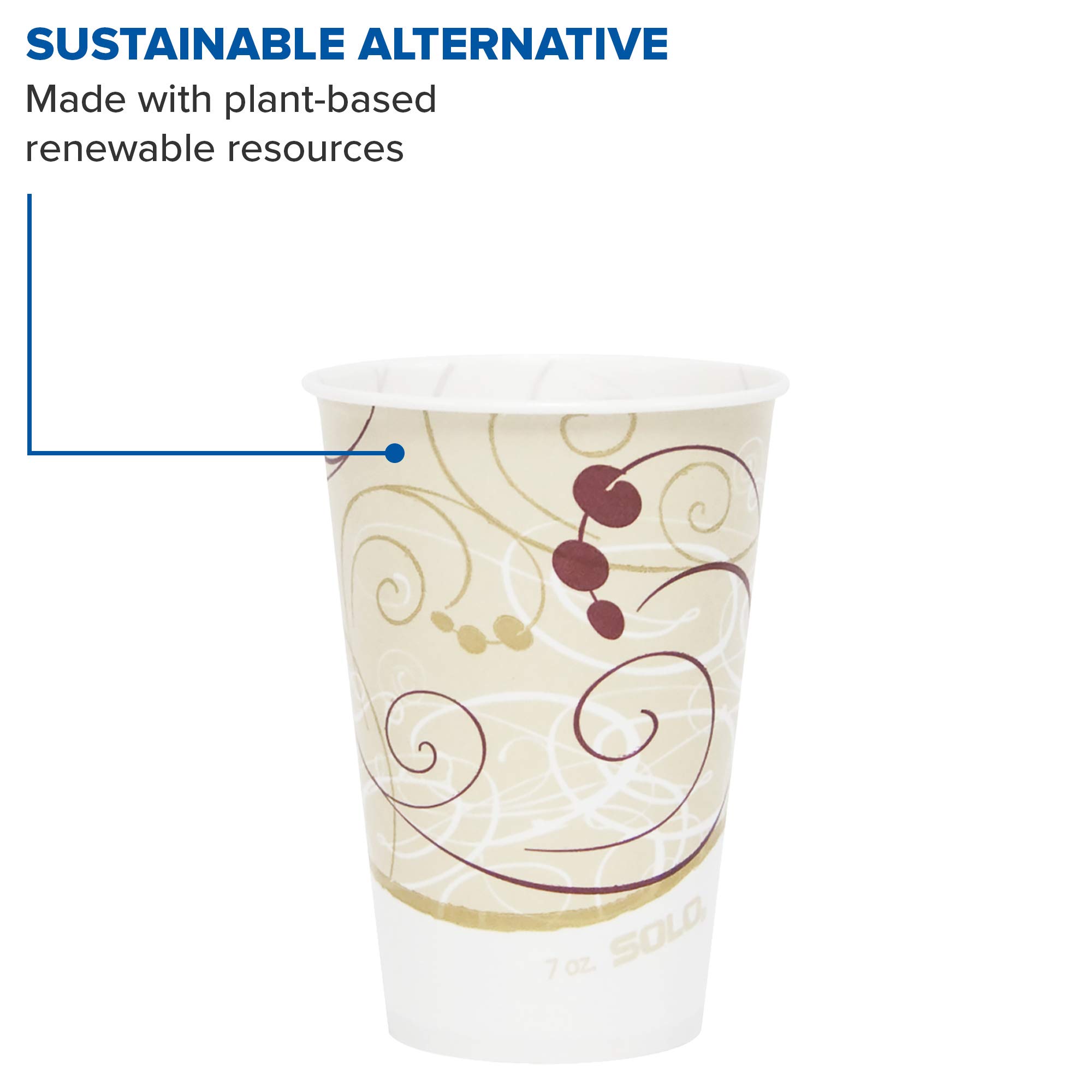 SOLO R7N-J8000 7 oz Symphany Waxed Paper Cold Cup (Case of 2000), beige, 3.7"