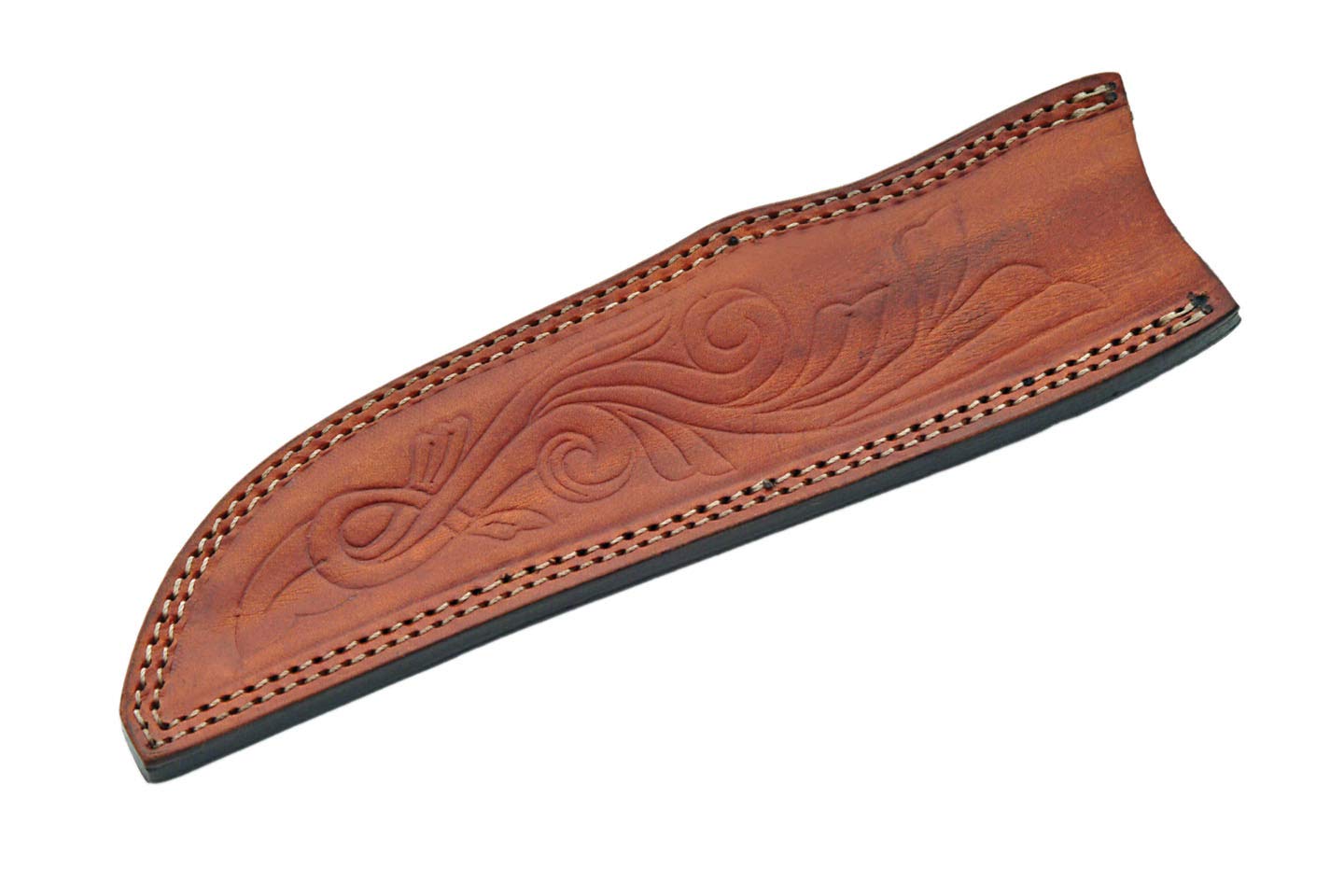 SZCO Supplies 9β Slim Damascus Steel Frontier Hunting Knife with Leather Sheath, Multicolor, One Size, DM-1024