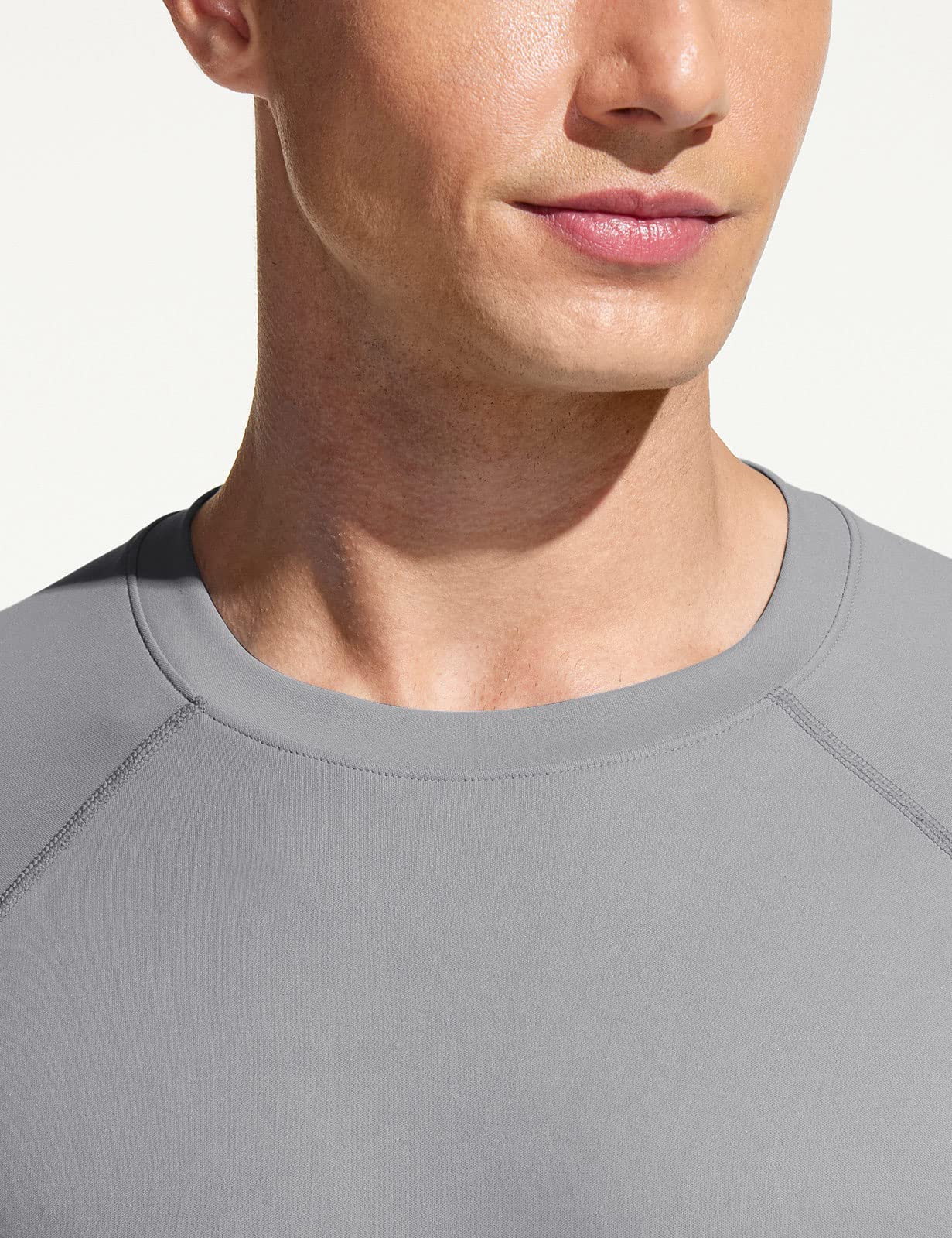 TSLA Men's Rashguard Swim Shirts, UPF 50+ Loose-Fit Long Sleeve Shirts, Cool Running Workout SPF/UV Sun Shirts, Sun Block Light Grey, 3X-Large
