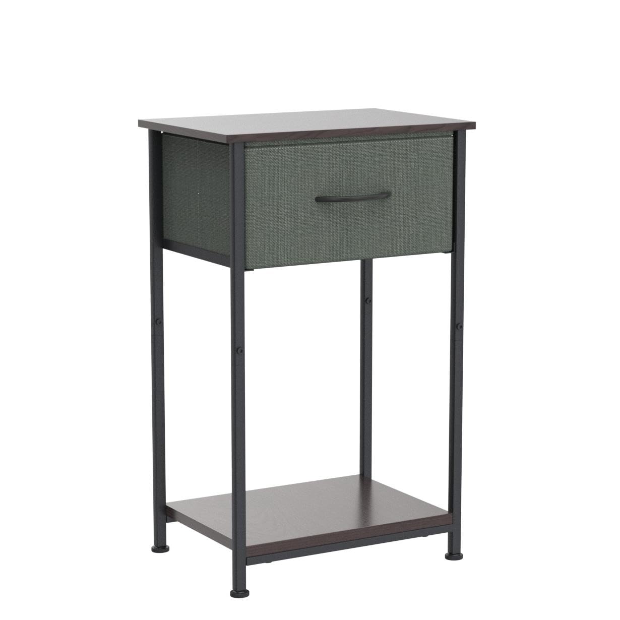 Somdot Nightstand Set of 2, Bedside Table End Table for Bedroom Dorm Nursery Living Room - Removable Fabric Drawer, Open Storage Shelf, Sturdy Steel Frame, Durable Wood Top - Black